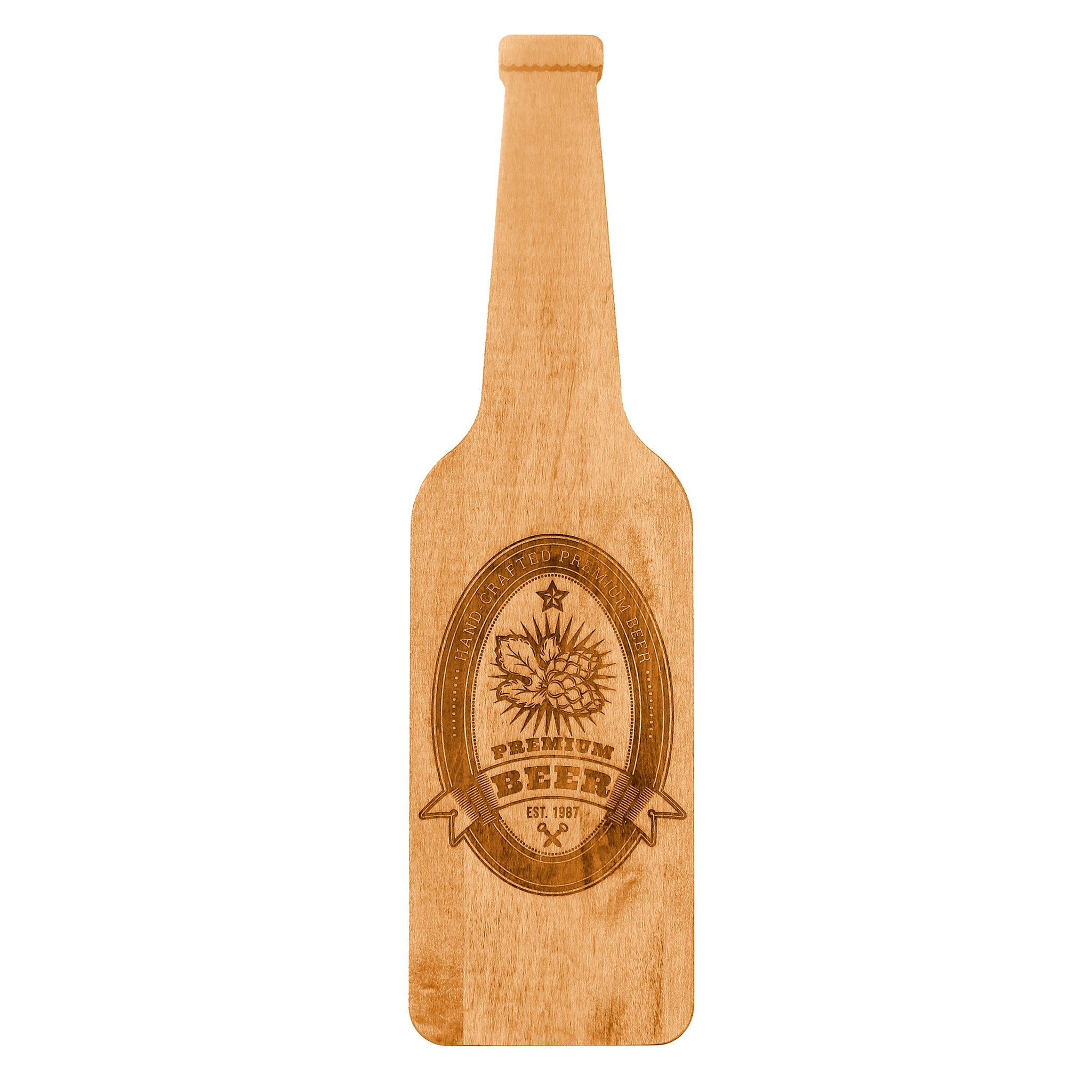Novelty Beer Shaped Board Hops Label- 20" x 5.5" | JK Adams